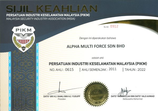 Our Certificate - AMF Security